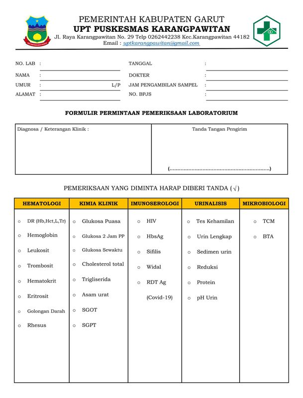 Formulir Permintaan LAB
