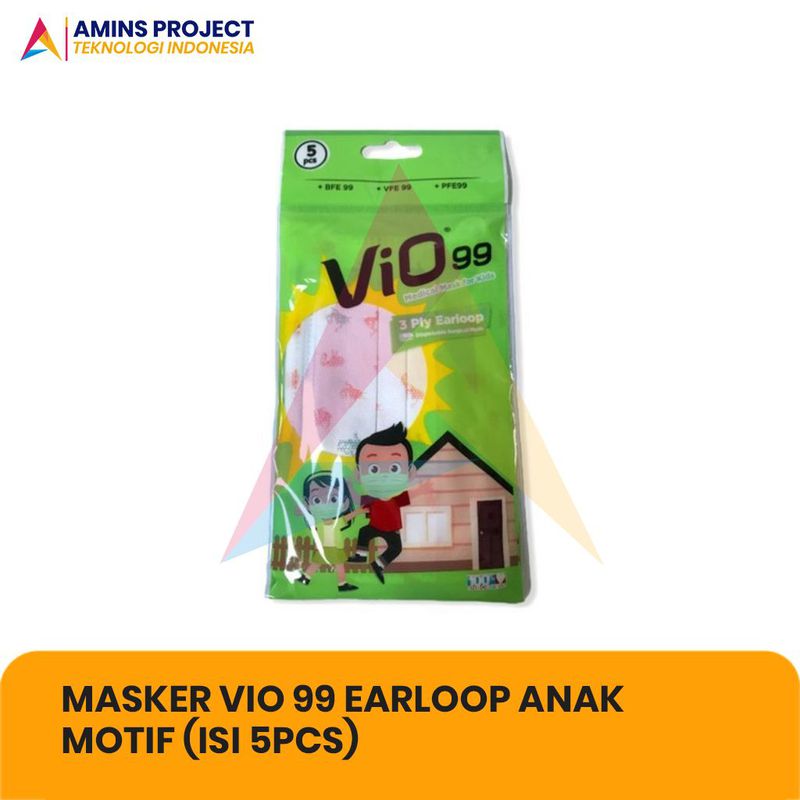 MASK / MASKER VIO 99 EARLOOP ANAK MOTIF (ISI 5PCS)