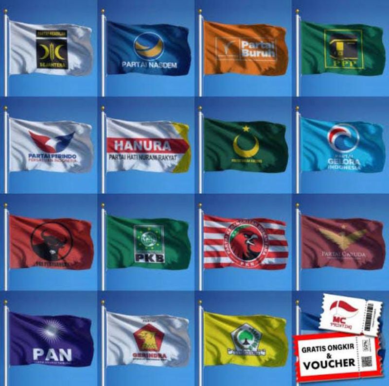BENDERA PARTAI ( 45 cm x 35 cm Kain Cetak Printing )