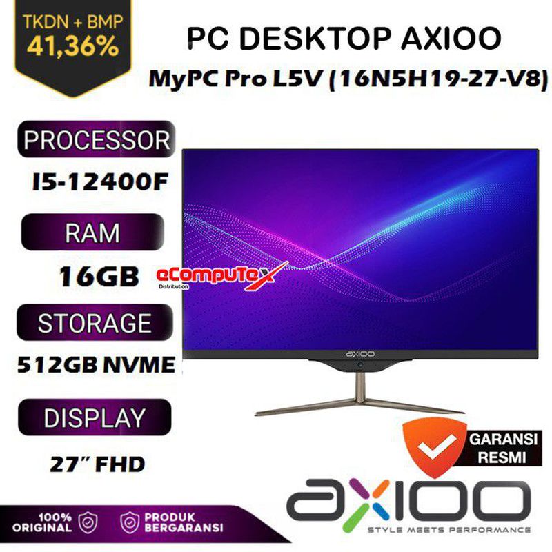 PC AIO Axioo MyPC Pro L5V (16N5H19-27-V8) i5-12400F 16GB 512GB+2TB TKDN ...
