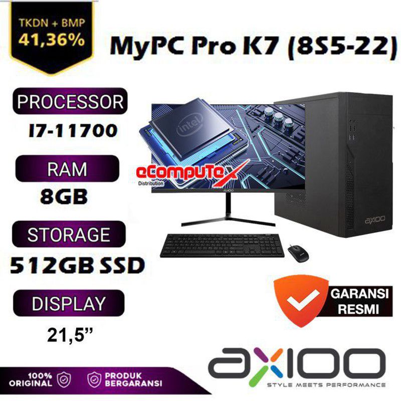 PC AIO Axioo MyPC Pro K7 (8S5-22) i7-11700 8GB 512GB SSD 21.5