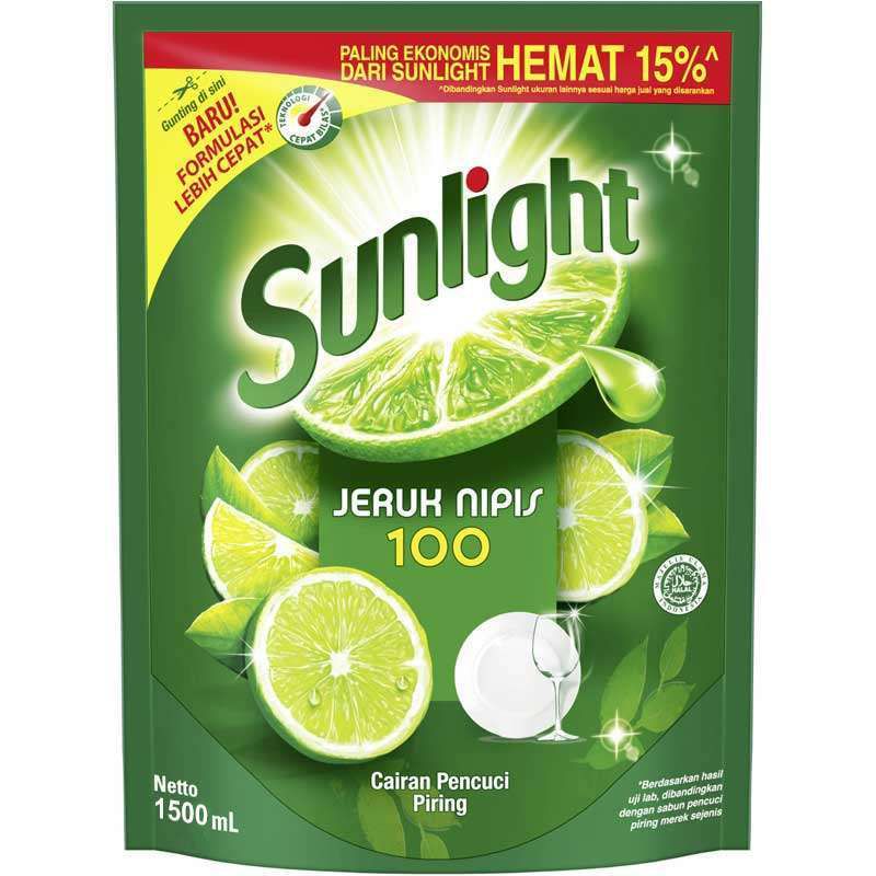 SABUN CUCI PIRING SUNLIGHT Jeruk Nipis 650ml 1 DUS ISI 12 POUCH