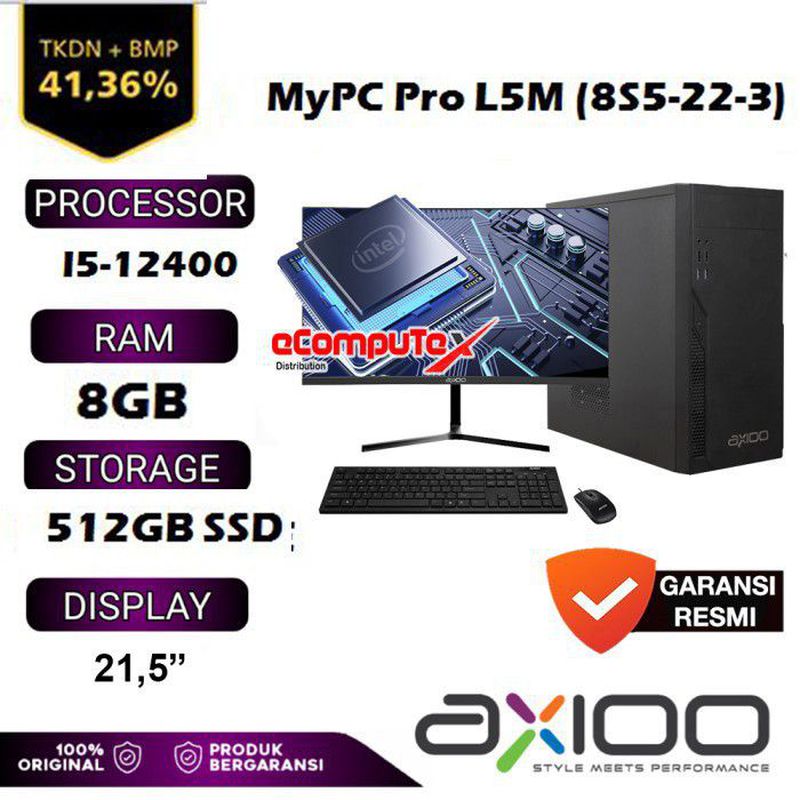 Mini PC Axioo MyPC Pro L5M (8S5-22-3) i5-12400 8GB 512GB SSD TKDN