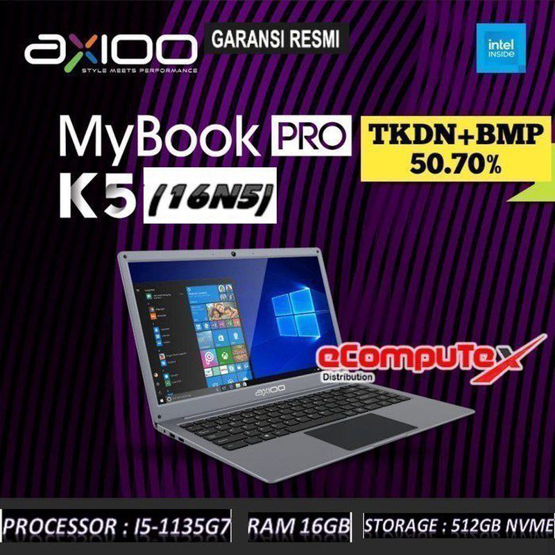 Laptop Axioo Mybook Pro K5 (16N5) i5-1135G7 16GB 512GB NVME TKDN Resmi