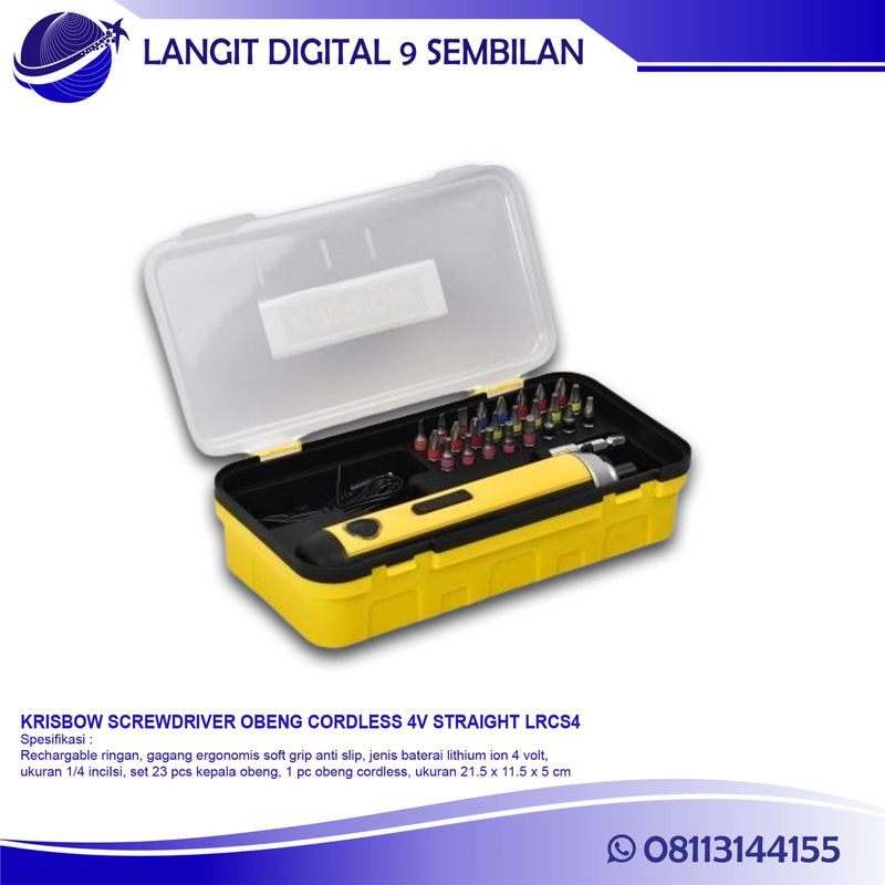 KRISBOW SCREWDRIVER OBENG CORDLESS 4V STRAIGHT LRCSA