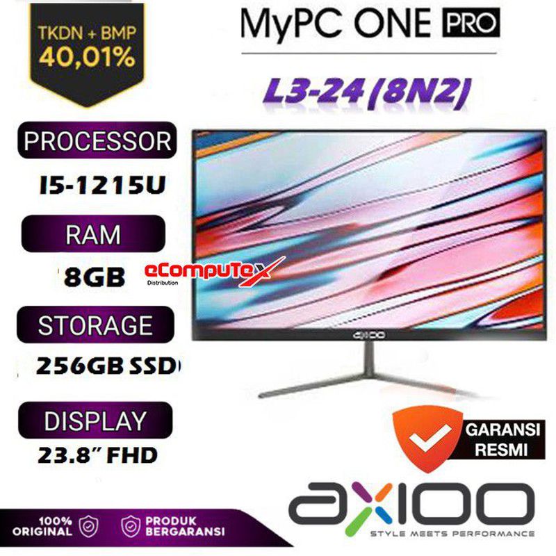 PC AIO Axioo MyPC One Pro L3-24 (8N2) i3-1215U 8GB 256GB TKDN Resmi