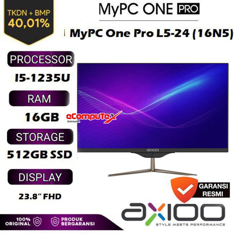 PC AIO Axioo MyPC One Pro L5-24 (16N5) i5-1235U 16GB 512SSD TKDN Resmi
