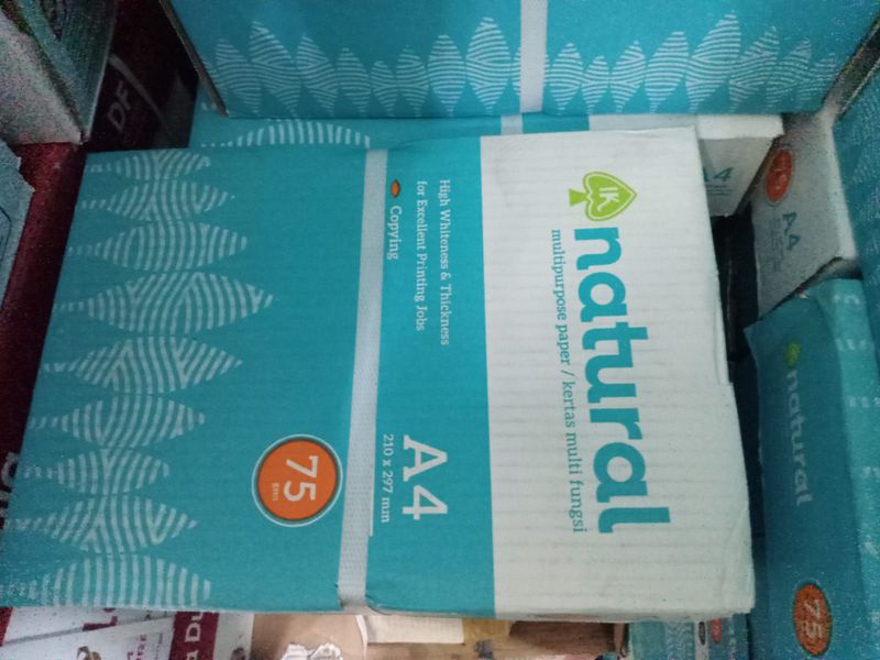 KERTAS HVS UK A4 75 GRAM MERK NATURAL (RIM)