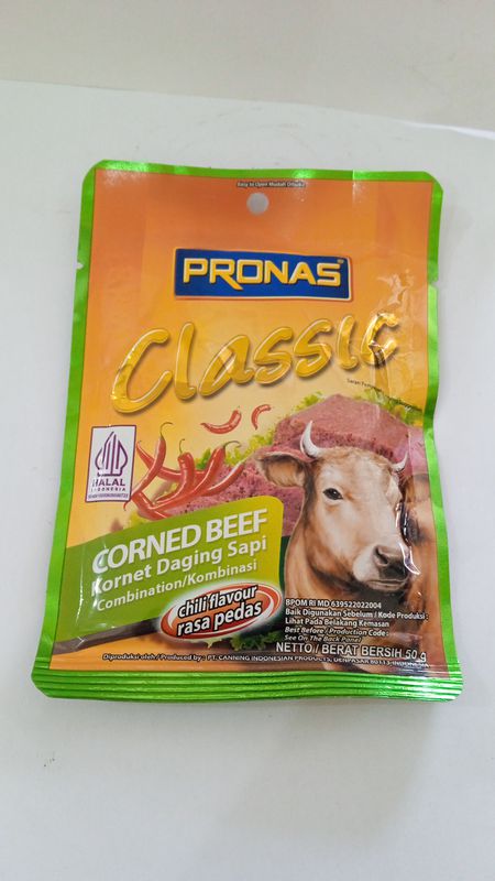 pronas classic corned beef rasa pedas 50g