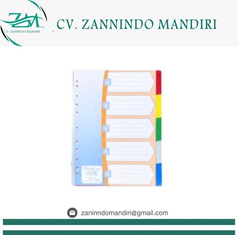Bambi Divider Plastik / Pembatas Binder Plastik 5 warna - A4