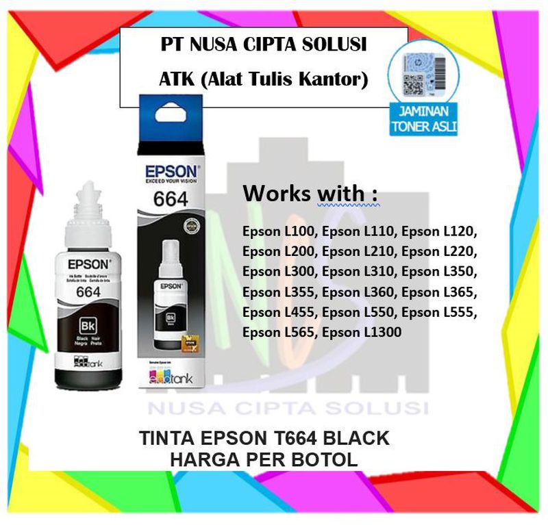 TINTA EPSON T664 BLACK, CYAN, MAGENTA, YELLOW (HARGA PER PCS PER WARNA) - Merah
