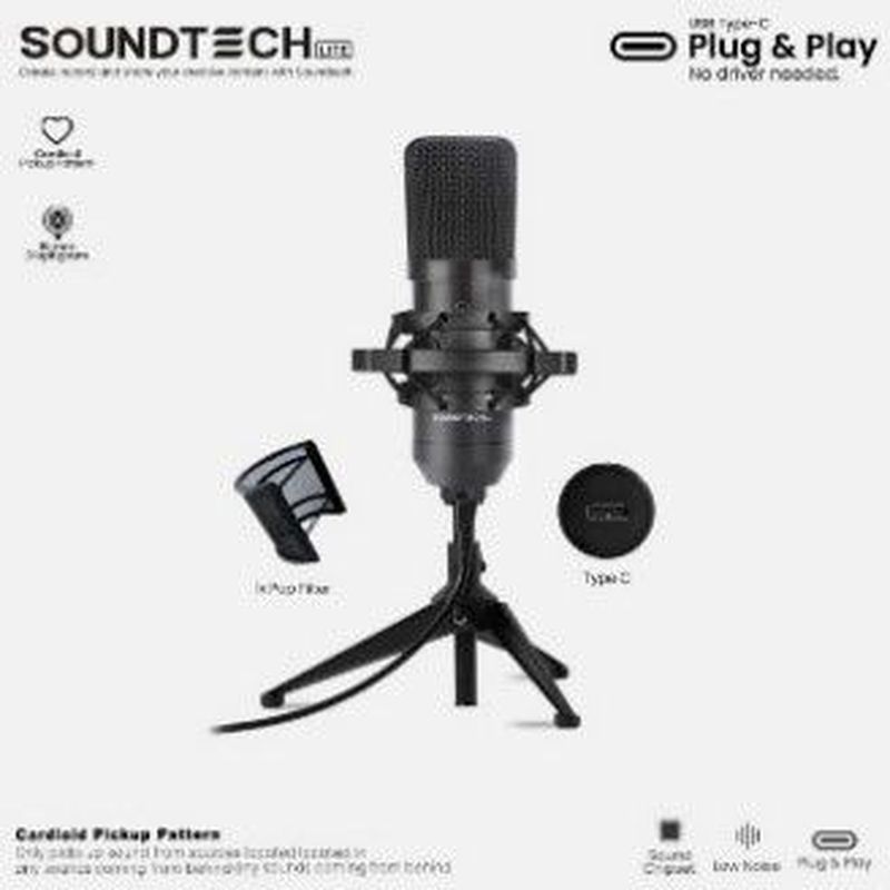 Soundtech Lite Condenser Microphone Stand Table for PC Record Steaming