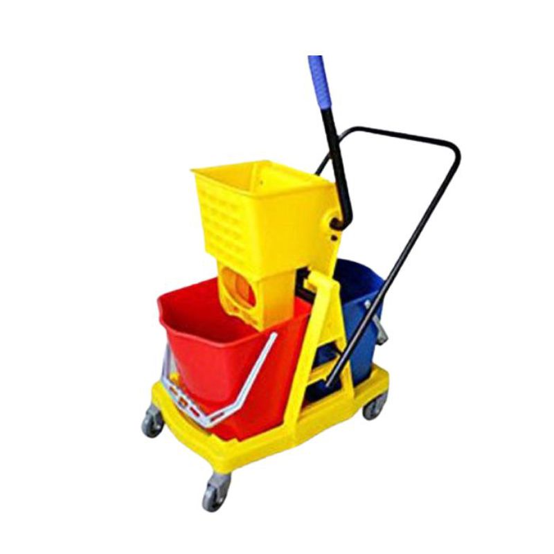 Double Bucket Plastik / Double Mop Trolley