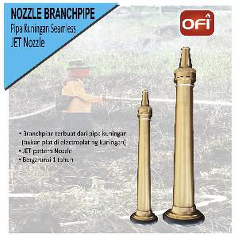 OFI Jet Nozzle Pemadam 2.5 inch, Pipa Branchpipe Brass (Kuningan) Seamless