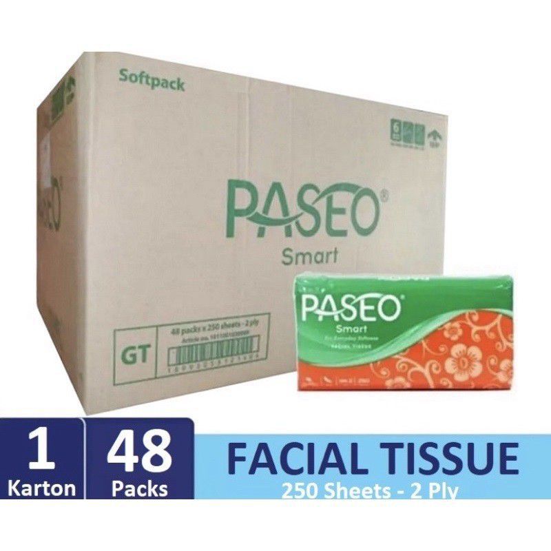 Paseo Smart Facial Tissue Tisue Tisu Wajah 250 Sheets 1 Dus isi 48 pcs
