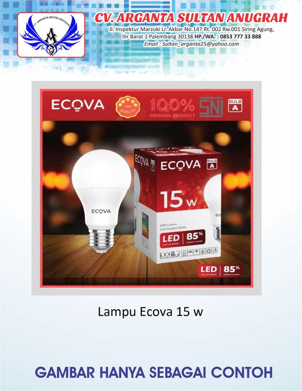 Lampu 'ECOVA' 15 Watt