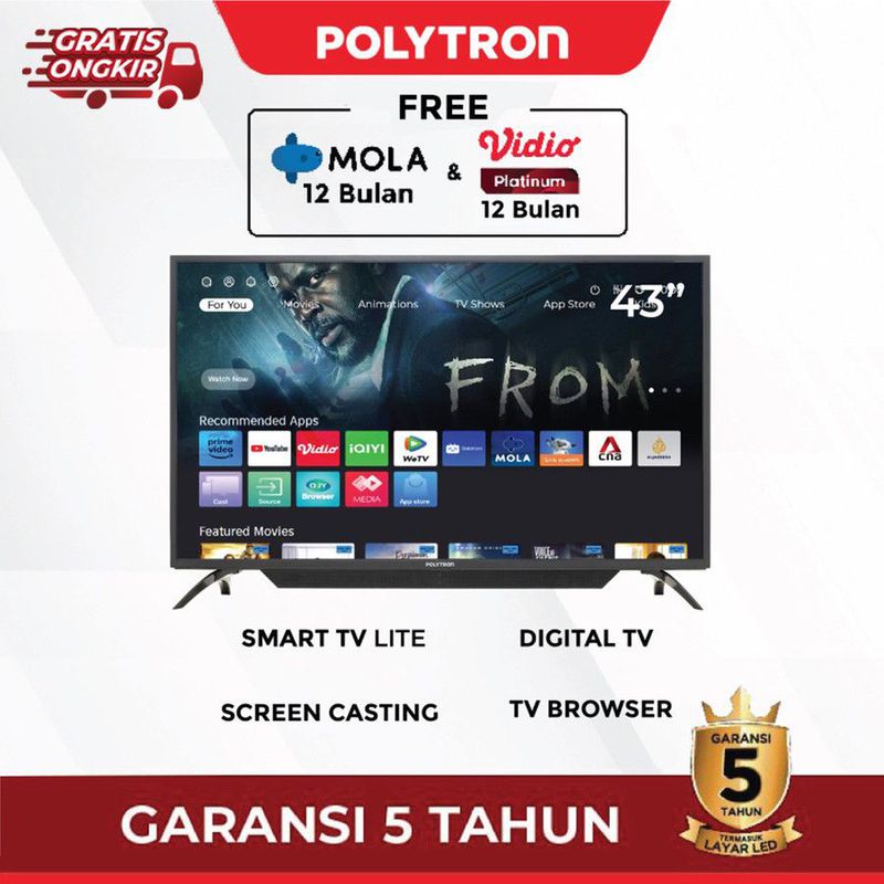 POLYTRON LED SMART TV LITE PLD 43CV1569 PAKET PLUS STAND BRACKET