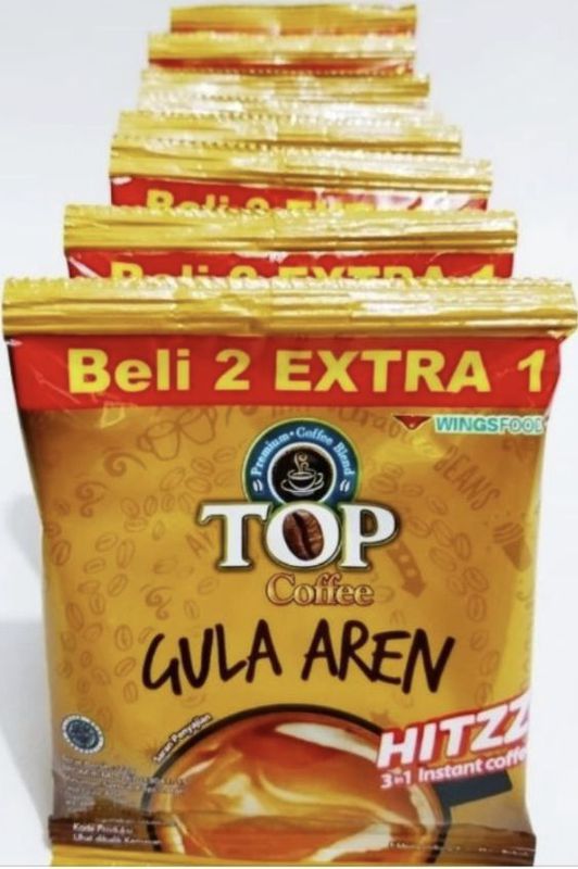 TOP Kopi - Gula Aren 3 in 1 - 1 Renteng isi 10 Instant Coffee Sachet @22gr