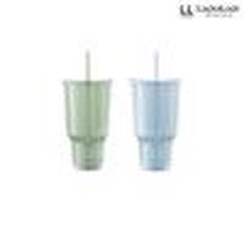 LocknLock Exclusive Botol Minum Double Wall Cold Cup with Straw - Blue