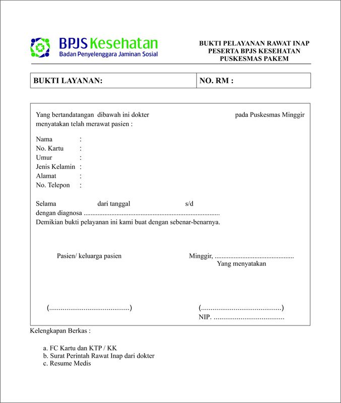 Blangko Klaim Bukti Pelayanan BPJS, Puskesmas Pakem