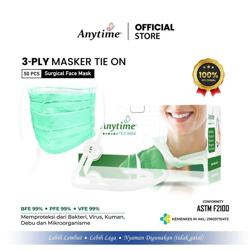 ANYTIME Masker Tie On 3 Ply Isi 50