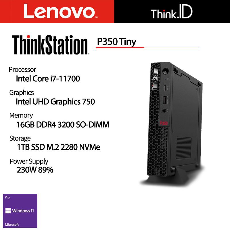 ThinkStation P350 Tiny i7-11700 16GB 1TB NVMe Win11 Pro R00