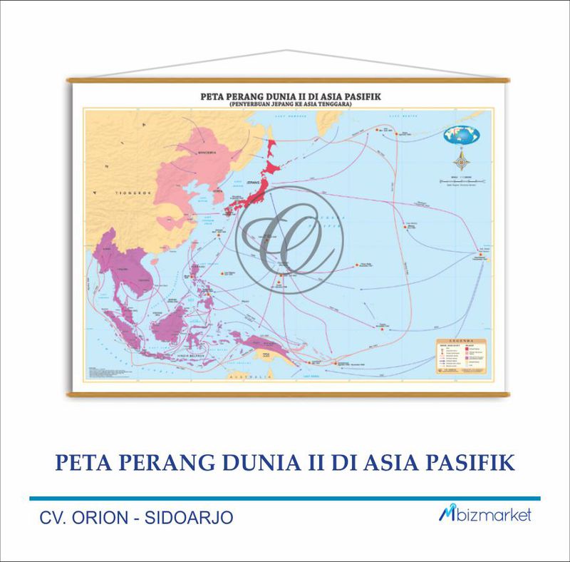 Peta Perang Dunia II di Asia Pasifik (Penyerbuan Jepang ke Asia Tenggara)