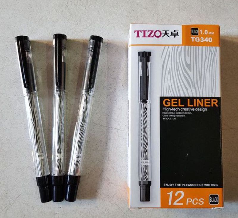 Polpen Gel Tizo original 1 Lusin (Hitam)