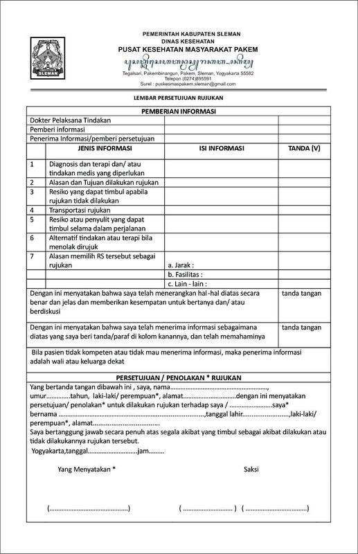 Form persetujuan rujukan,Puskesmas pakem