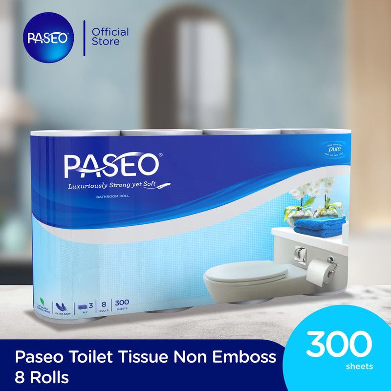 Paseo Elegant Tissue Toilet 300 Sheets (Isi 8 Roll)