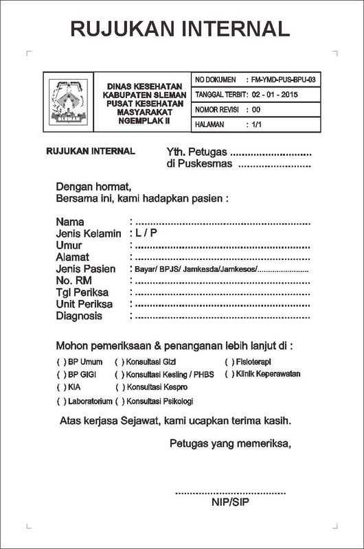 Form Rujukan internal Puskesmas Ngemplak II