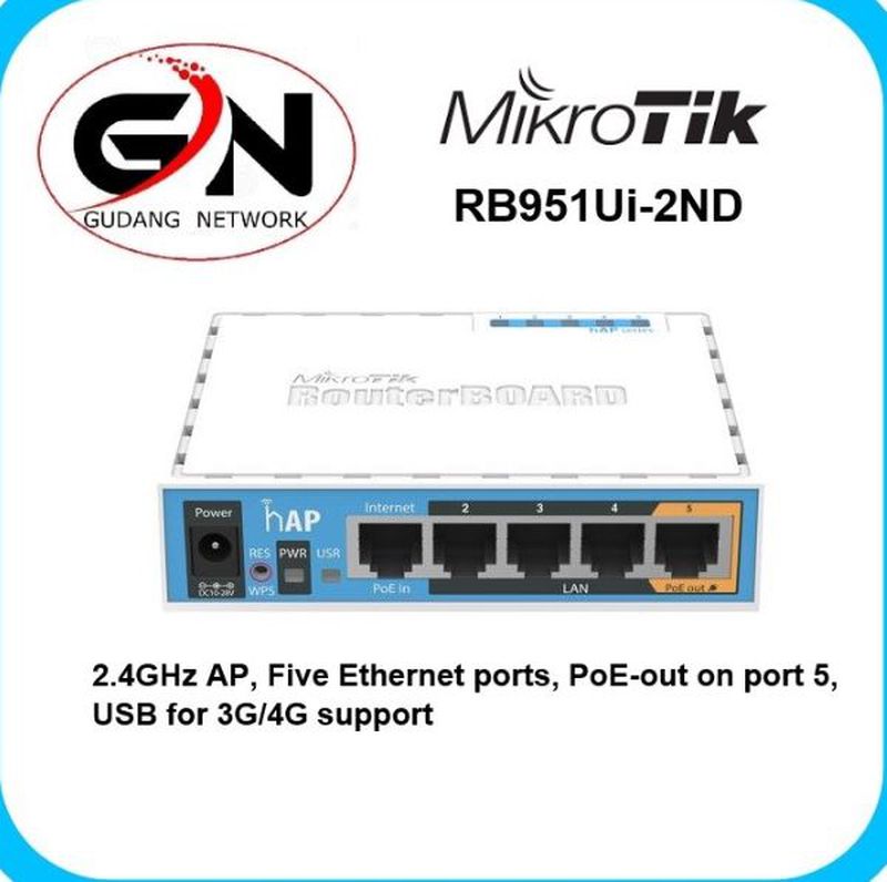 MIKROTIK Router Wireless RB951Ui-2ND (hAP)