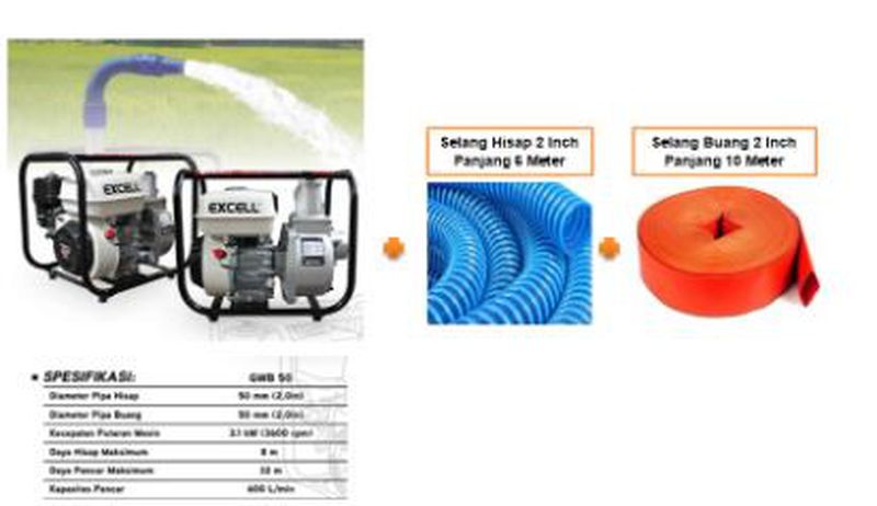 MESIN POMPA AIR IRIGASI 2 INCH + SELANG