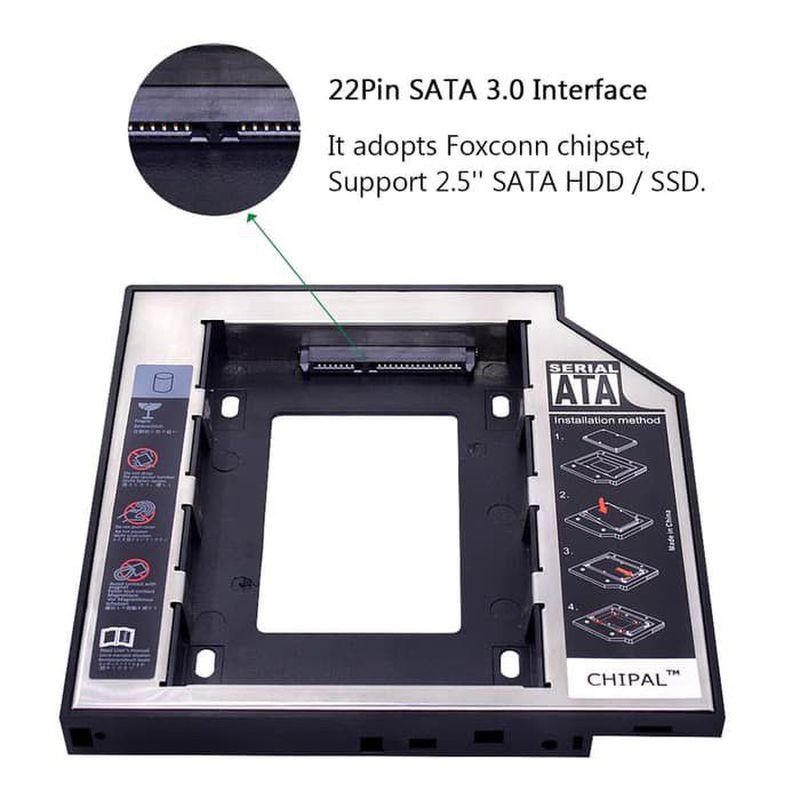 SSD HDD Caddy 9.5 mm / 12.7 mm SATA DVD Slot Hardisk