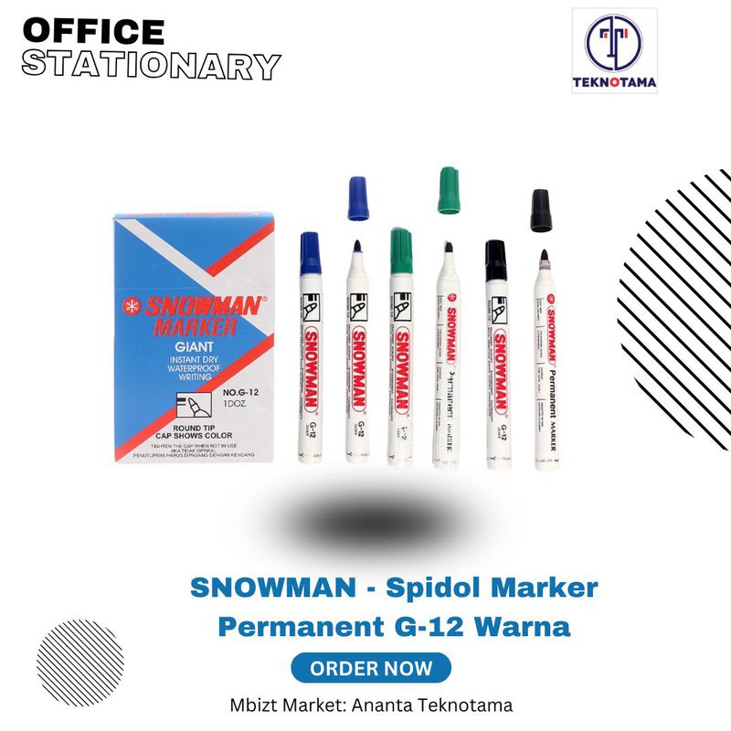 SNOWMAN - Spidol Marker Permanent G-12 Warna