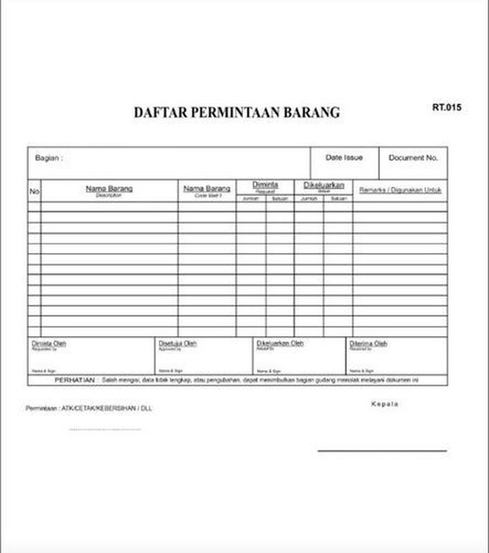 Buku Permintaan barang