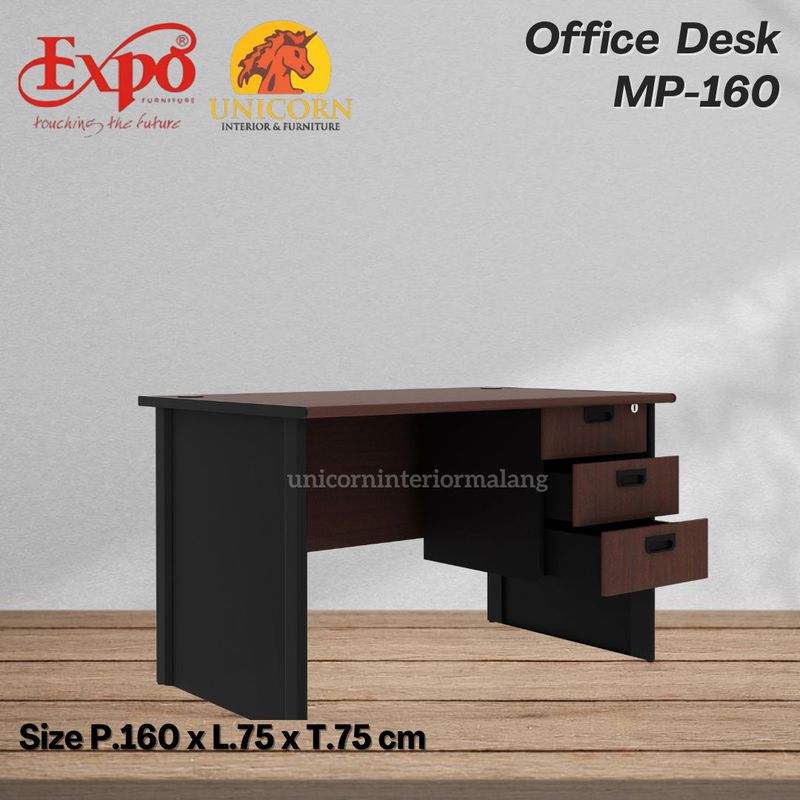 Office Desk MP-160 - Mattwood - Black