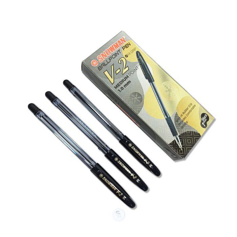 Ballpoint snowman V2 hitam - Biru, 1.0 mm