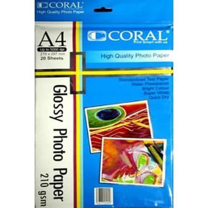 Coral A4 Glossy Paper 180gsm 20s
