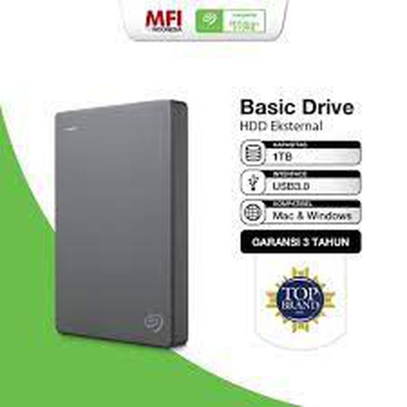 Seagate Basic Portable HDD / Hardisk Eksternal USB 3.0 - Hitam - 2 TB