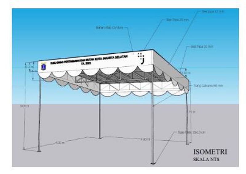 TENDA PLAMPANG UKURAN 4 X 4 METER