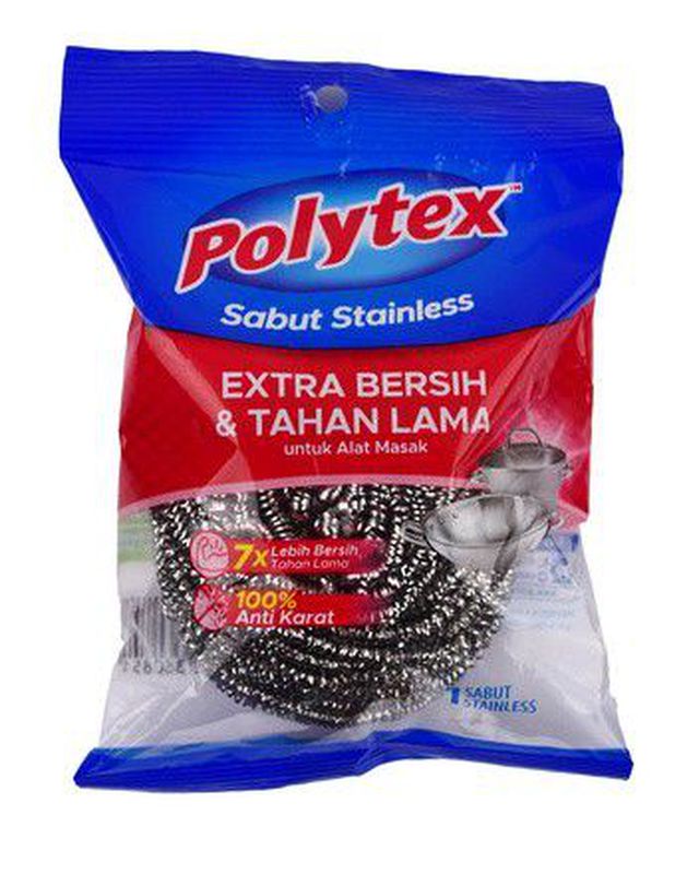 SPONS SABUT CUCI PIRING STAINLESS BESI POLYTEX BESAR ANTI KARAT 20 GR