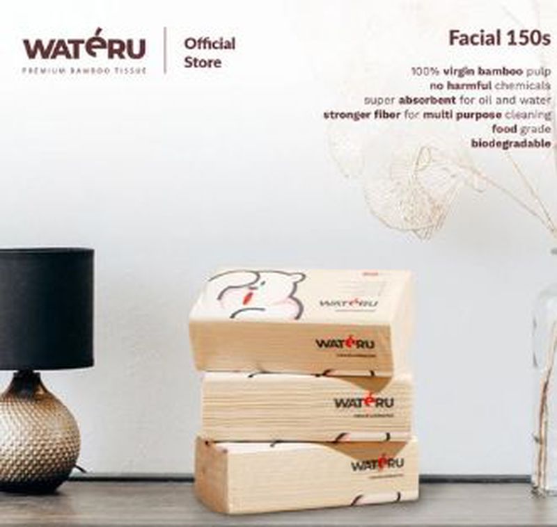 Wateru Natural Bamboo Tissue / Tisu Bambu - Facial 150s
