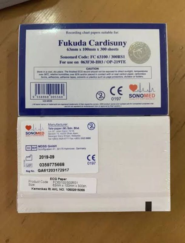 ECG Paper 63x100x500 Fukuda Cardisuny sheets Sonomed
