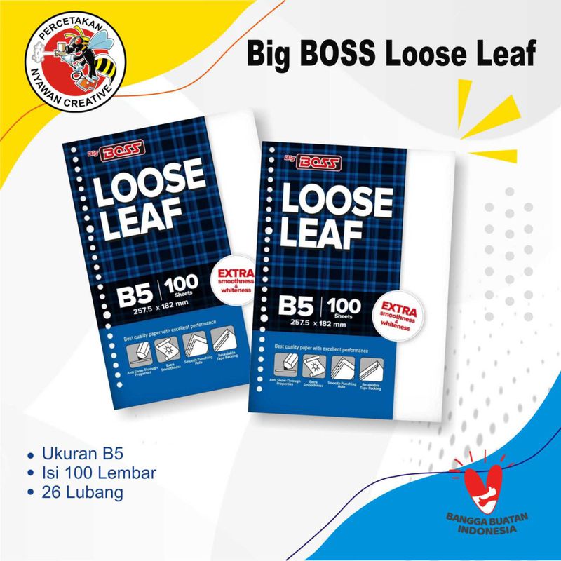 Big Boss Loose Leaf / Kertas Binder Polos B5 100 lembar
