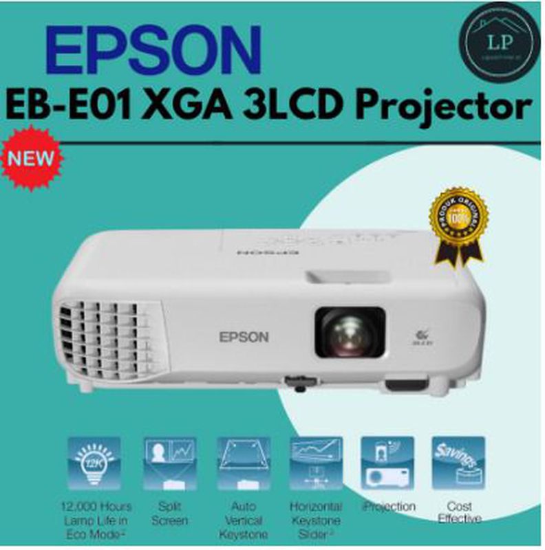 PROYEKTOR EPSON EB-E01 XGA 3LCD + SCREEN PROYEKTOR TRIPOD