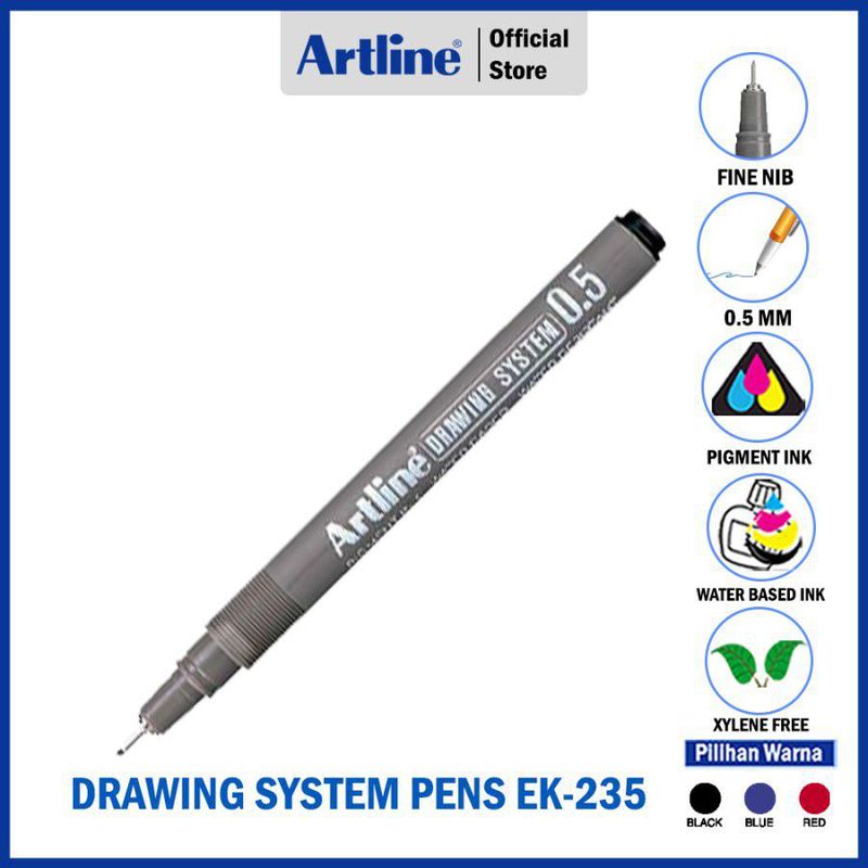 PULPEN (ARTLINE DRAWING PEN) Ukuran 0.5MM HITAM (PAK)