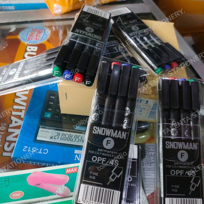 SNOWMAN OPF/4S FINE[F] PERMANENT ISI 4WARNA HITAM BIRU MERAH HIJAU