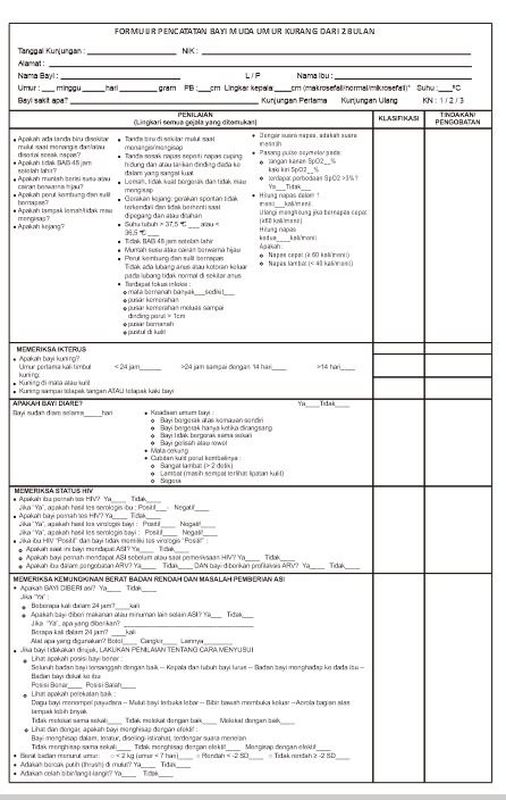Form Pencatatan Bayi Muda Umur kurang dr 2 bln