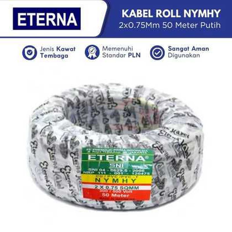 Kabel NYMHYO 2x0,75 Eterna 50m (Per roll)